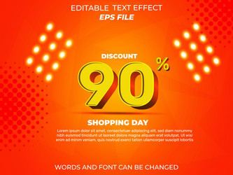 90 percent text effect font editable typography Vector Image