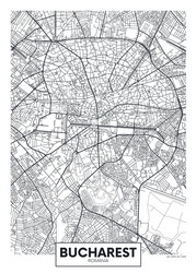 Bucharest city plan detailed map Royalty Free Vector Image