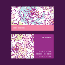 Colorful line art flowers horizontal frame pattern