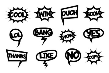 Comic text laser cut photo booth pop art Vector Image