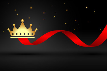 Royal golden crown background with red ribbon Vector Image