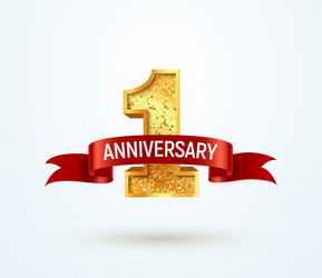 1 year anniversary isolated design element Vector Image