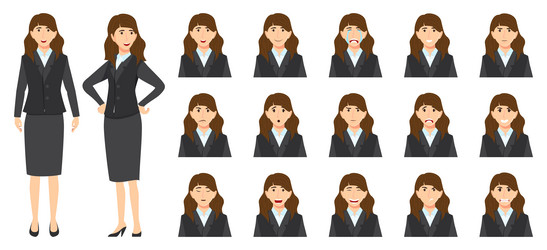 Business woman character avatar set holding file Vector Image