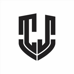 Cj logo monogram with back drop shape logo design Vector Image