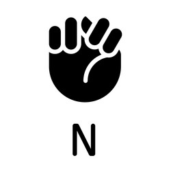 Letter r in american sign language black glyph Vector Image