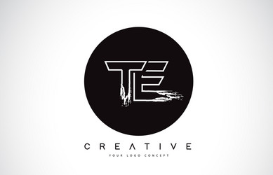 Te letter design with brush stroke and modern 3d Vector Image