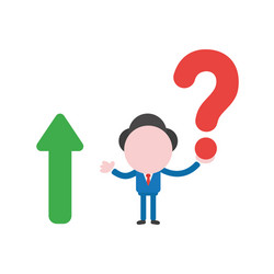 Businessman character holding up question mark Vector Image