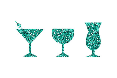 Blue abstract cocktail icons Royalty Free Vector Image