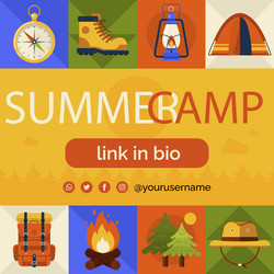 Flat design summer camp post Royalty Free Vector Image