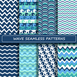10 wave different seamless patterns tiling Vector Image