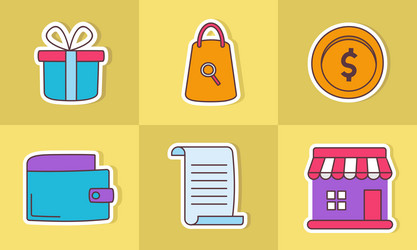 E-commerce sticker icons doodle coloring Vector Image