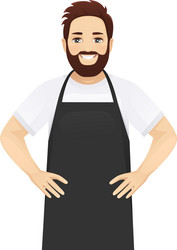Handsome man in apron Royalty Free Vector Image