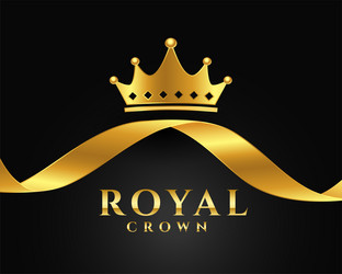 Royal golden crown background with red ribbon Vector Image