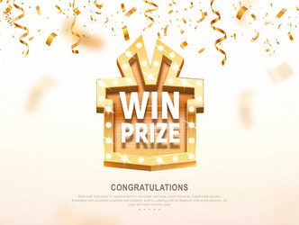 Win gold text flies out of the red gift box Vector Image