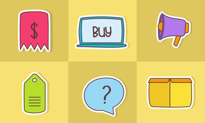 E-commerce sticker icons doodle coloring Vector Image