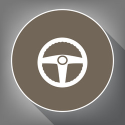 Car sign white icon on brown Royalty Free Vector Image