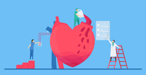 Cardiology on blue background heart disease Vector Image