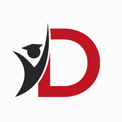 Education logo on letter d with graduation hat Vector Image