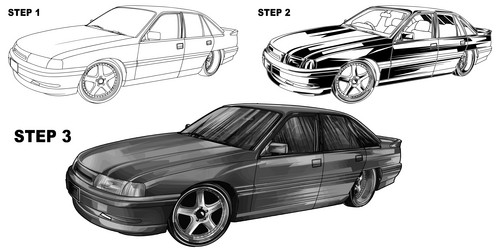 Red drag racing car with grey strip Royalty Free Vector