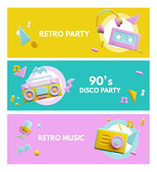 Nostalgia for 90s disco party posters set Vector Image