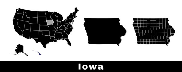 Map of the us state iowa Royalty Free Vector Image
