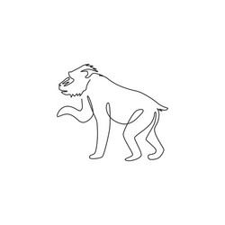 One single line drawing of adorable mandrill Vector Image