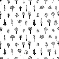 Birch tree pattern black and white trees seamless Vector Image