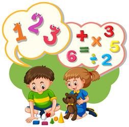 Kids playing with math toy Royalty Free Vector Image