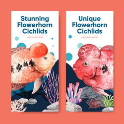 Cat fish poster flyer Royalty Free Vector Image