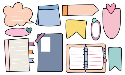 Hand drawn note paper doodle set sticky notes Vector Image