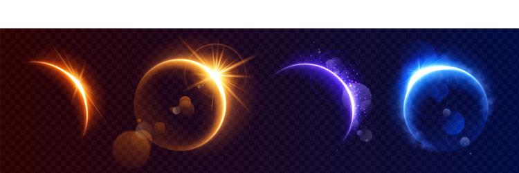 Moon eclipse light flare horizon space background Vector Image