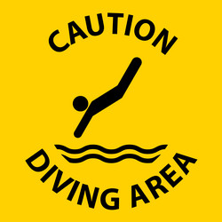 Water safety sign caution - diving area Royalty Free Vector