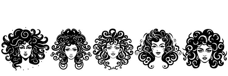 Ancient greek woman head logo Royalty Free Vector Image