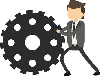 Businessman pushing icon Royalty Free Vector Image