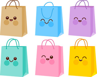 Cute shopping bag characters happy bags Royalty Free Vector