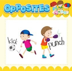 Opposite words for kick and punch Royalty Free Vector Image