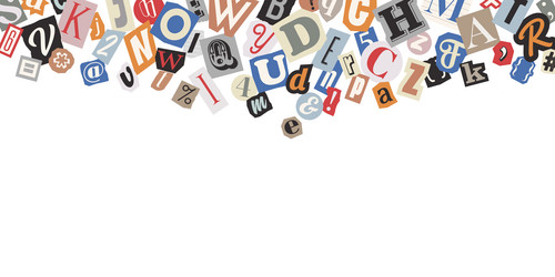 Scattered letters on white background cutout Vector Image