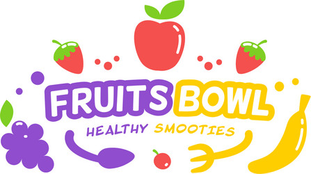 Purple smoothies fruits bowl logo Royalty Free Vector Image