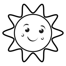 Sun face line art design for print Royalty Free Vector Image