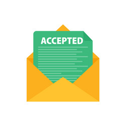 Letter with text accepted on laptop screen email Vector Image