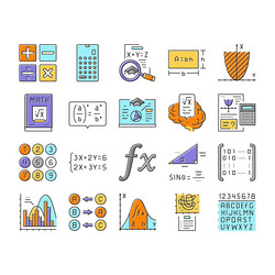 Math education school science icons set Royalty Free Vector