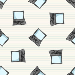 Hand drawn cartoon scattered laptop for working Vector Image