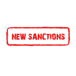 New sanctions red label and badge button stamp Vector Image