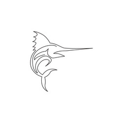One single line drawing giant marlin for fresh Vector Image