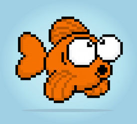 8 bit pixel a stingray fish animal for game Vector Image