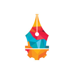 Gear and pen logo design Royalty Free Vector Image