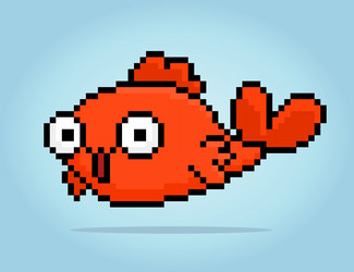8 bit pixel a stingray fish animal for game Vector Image