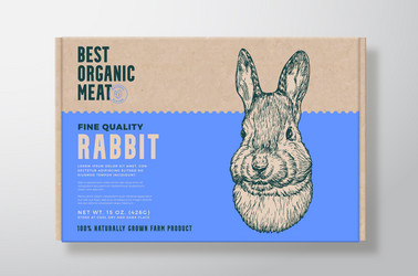 Organic rabbit meat food packaging label Vector Image