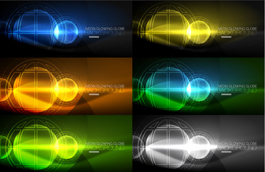 Set of techno earth planet concept backgrounds Vector Image