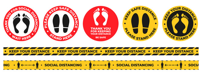 Social distancing signage or floor sticker Vector Image